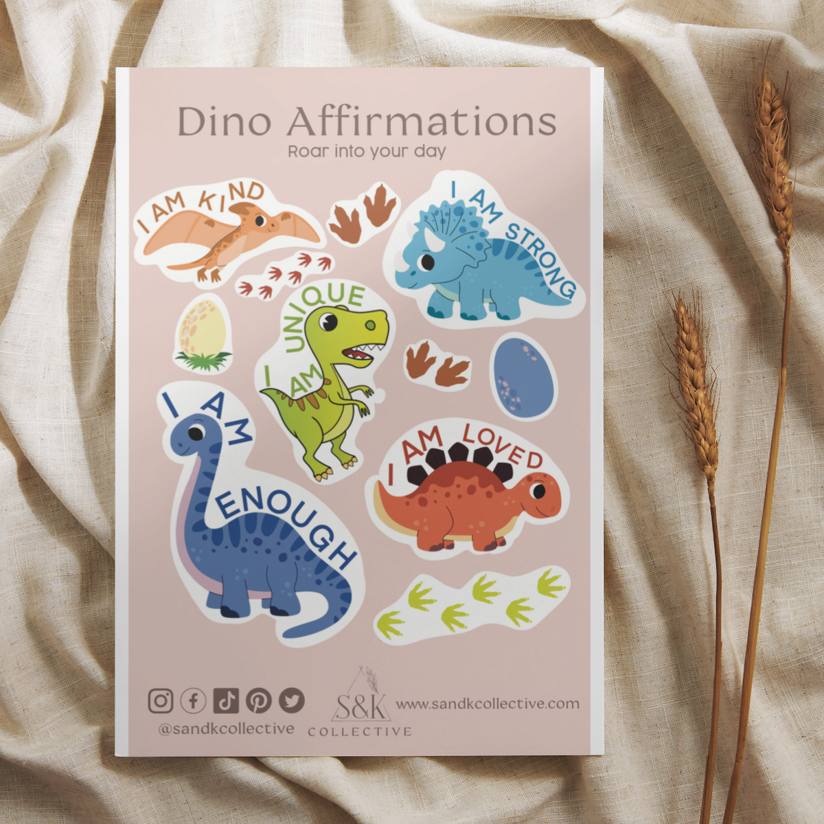 Dino Affirmation Sticker Sheets – S & K Collective