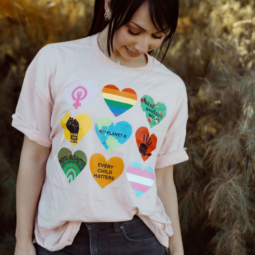 Social Justice Hearts © | Adult T-Shirt – S & K Collective